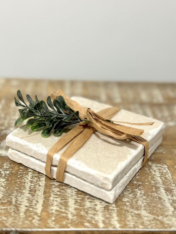 Travertine Coasters- Set of 2 – K Designs, Home & Gift